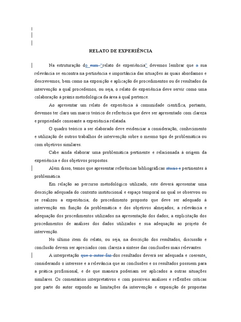 Modelo Relato de Experiência Final VERSAO BETA | PDF | Experimento ...