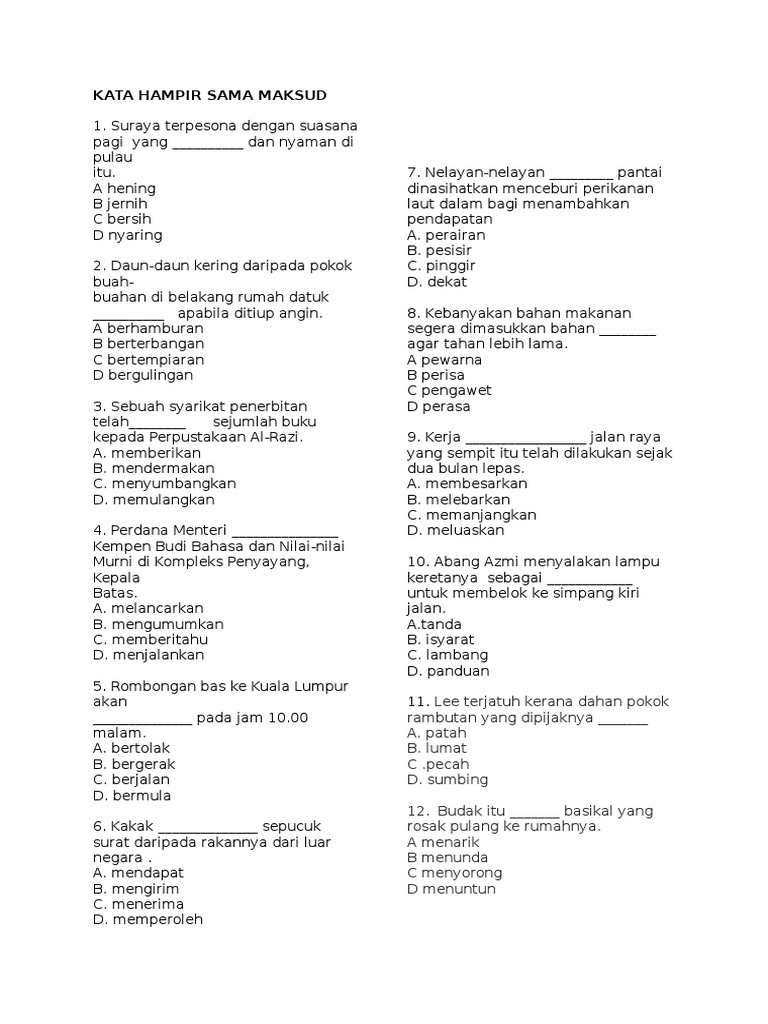 Sinonim dan Kosa Kata Dahan | PDF