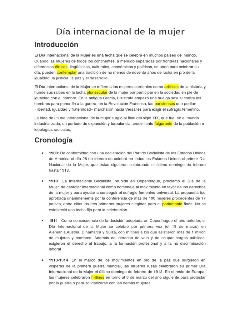 Día Internacional de La Mujer | PDF | Mujer | Naciones Unidas