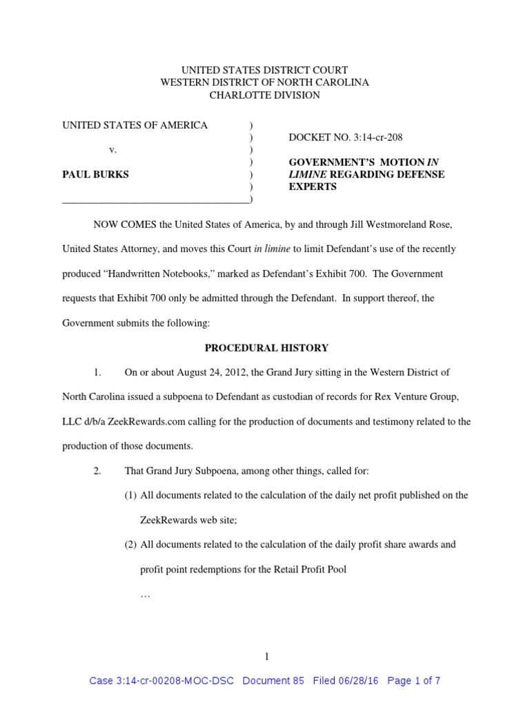 Motion in Limine | Download Free PDF | Evidence (Law) | Testimony