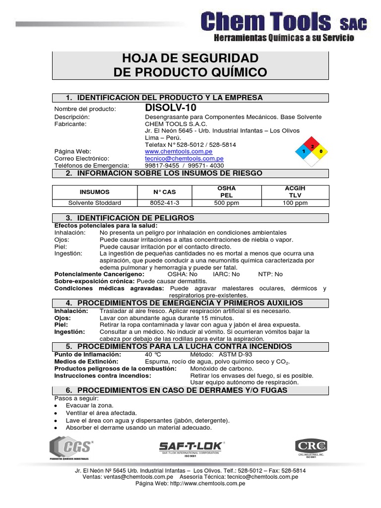 Disolv-10 Cheemtools 2013 | PDF