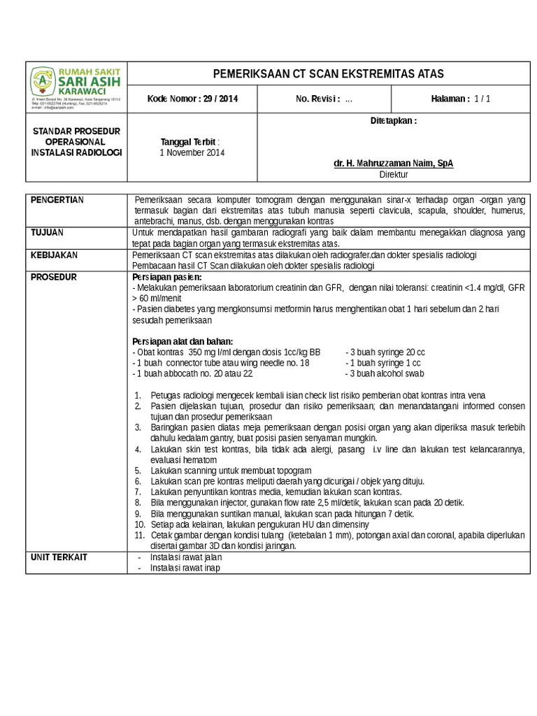 Protap CT Scan Ekstremitas Atas | PDF