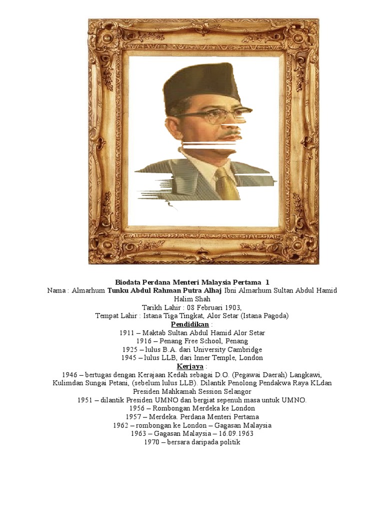 Biodata Perdana Menteri Malaysia 1-6 | PDF | Politik | Sejarah
