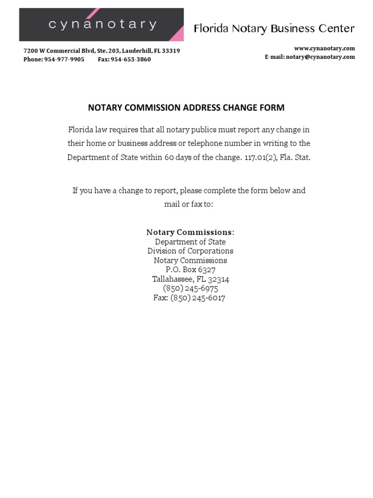 Notary Commission Address Change Form | PDF