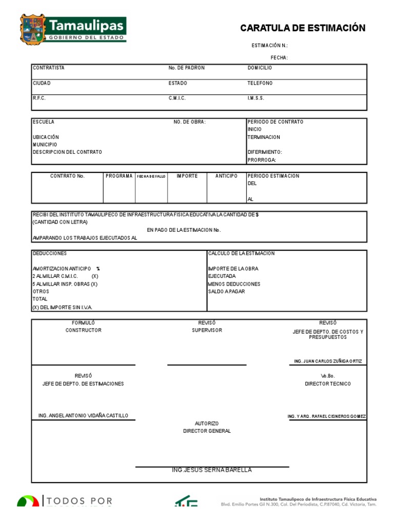 Formatos de Estimaciones