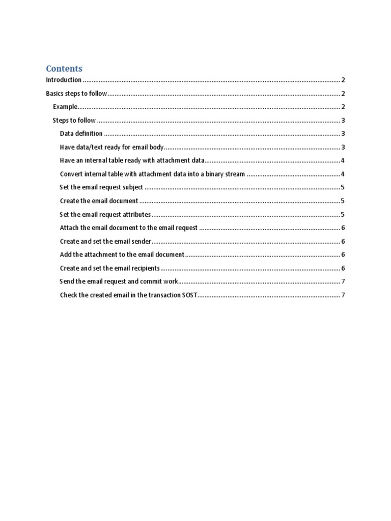 Generate An Email With An Excel Attachment From An Abap Program Pdf Email Information