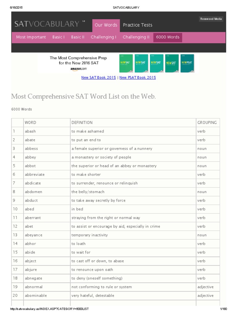 SAT Vocabulary Practice Guide | PDF | Verb | Adjective