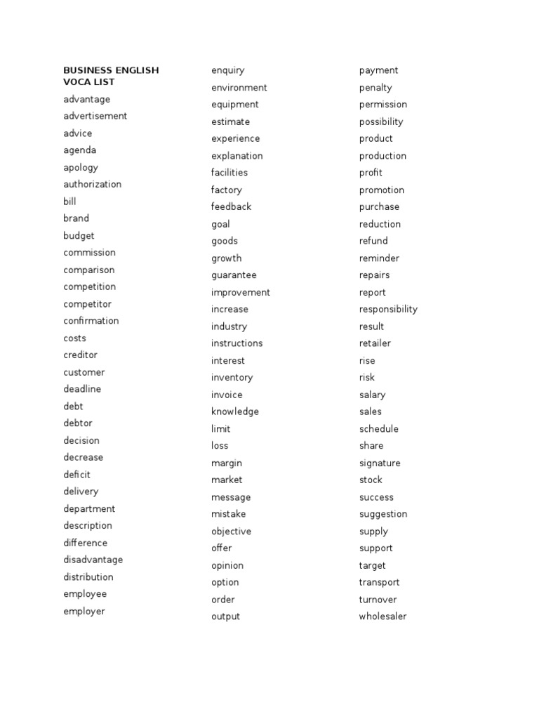 Business English Nouns Voca | PDF