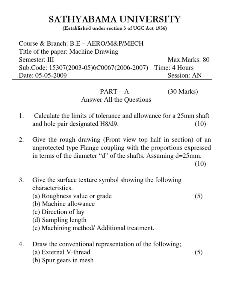 (WWW - Entrance-Exam - Net) - Sathyabama University B.E in Mechanical ...