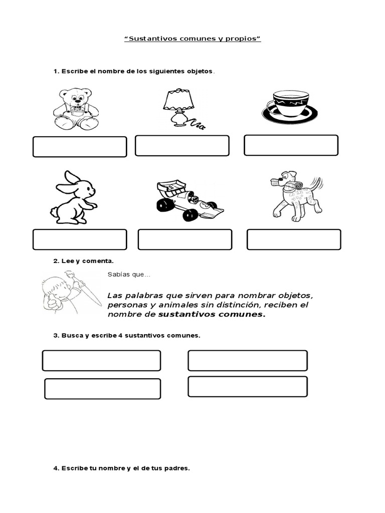Sustantivos-Propios y Comun | PDF | Juegos y actividades | Estudios de ...
