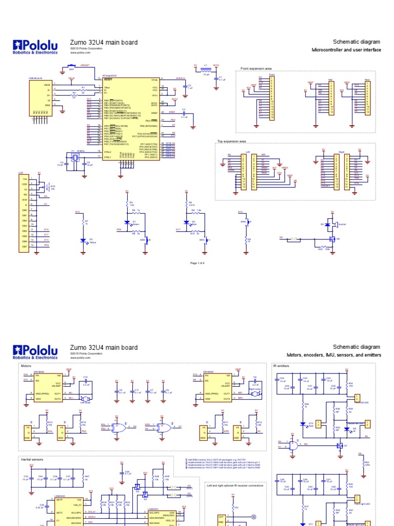 Zumo 32u4 Schematic Diagram | PDF