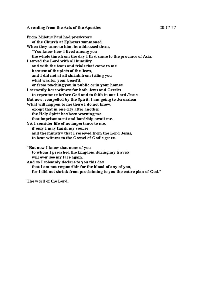 A Reading From The Acts of The Apostles | PDF | Acts Of The Apostles ...