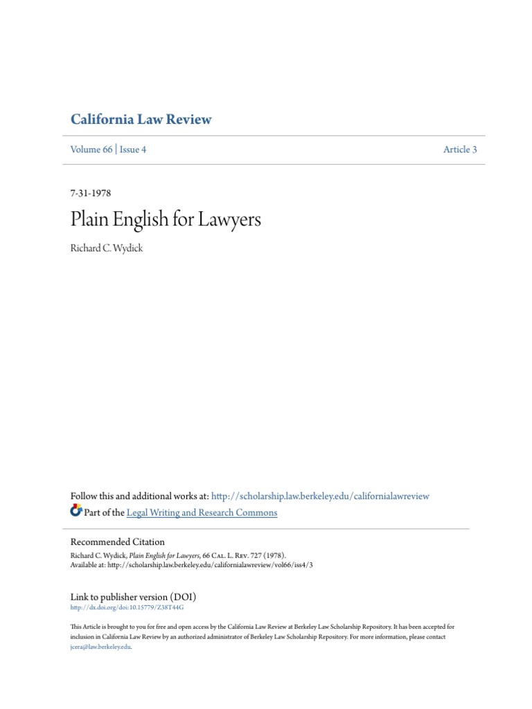 Plain English For Lawyers pdf Summary Judgment Lawyer Free 30 day