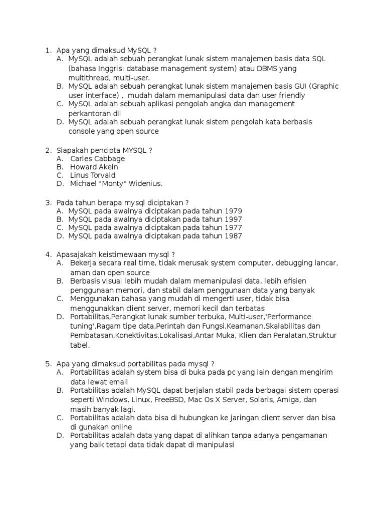 Soal Basis Data X RPL Sem2 | PDF