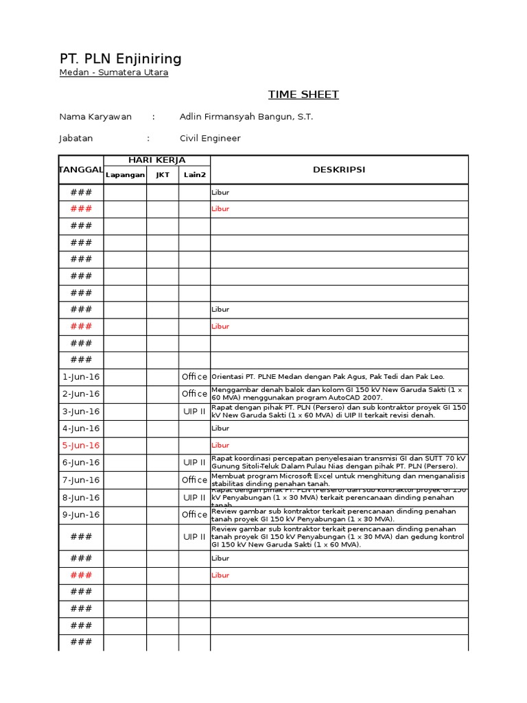 Time Sheet Proyek GI 150 kV | PDF | Komputer