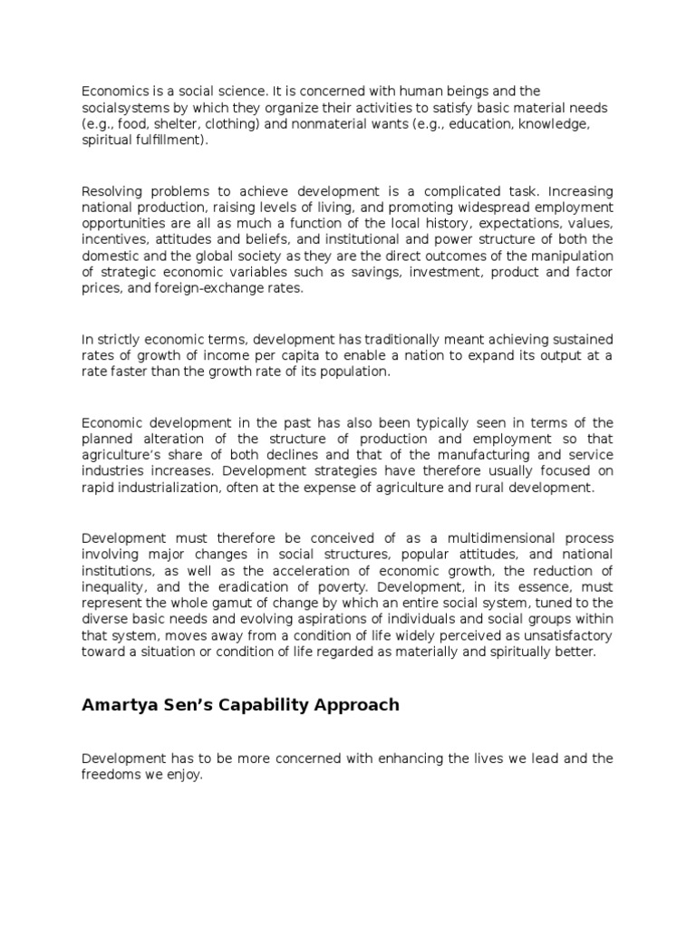 Amartya Sen's Capability Approach | PDF | Happiness | Well Being