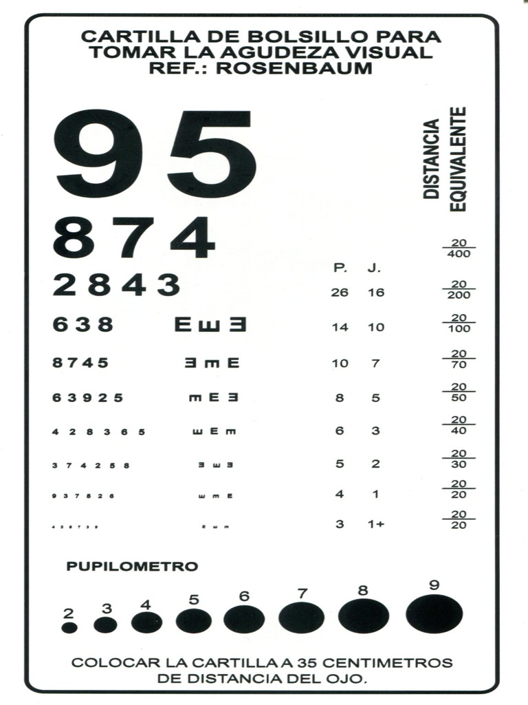 Cartilla de Bolsillo para Agudeza Visual | PDF