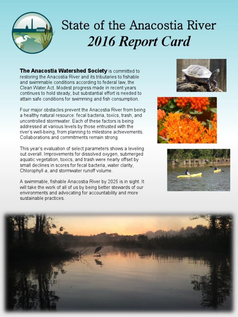 2016 Anacostia River Report Card | Download Free PDF | Water Quality | Stormwater
