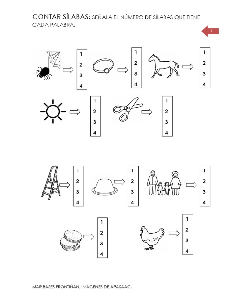 Contar Sílabas en Palabras: Ejercicios | PDF