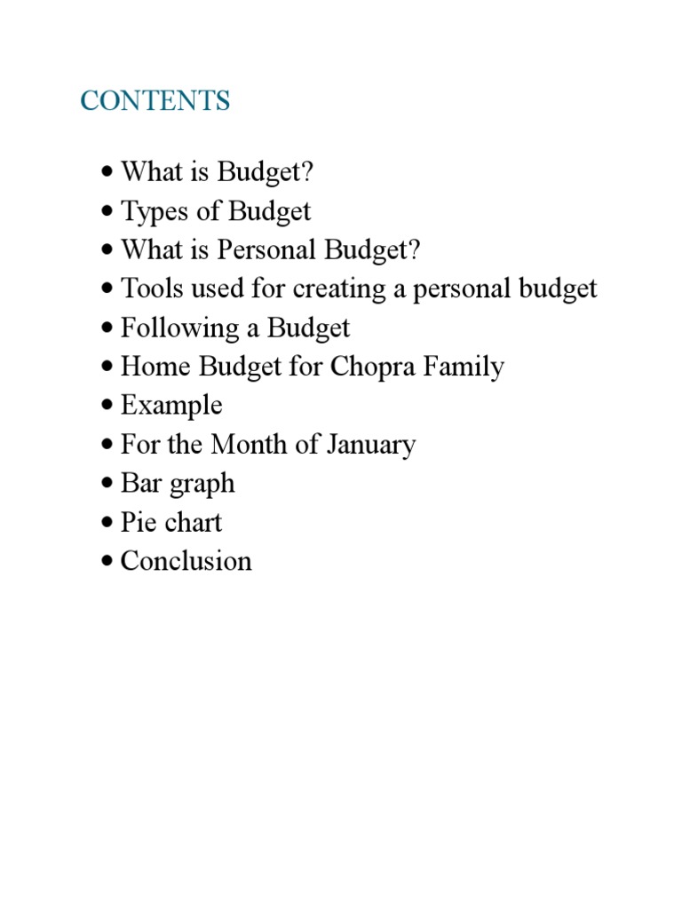 A Comprehensive Personal Budget Analysis and Example for the Chopra ...