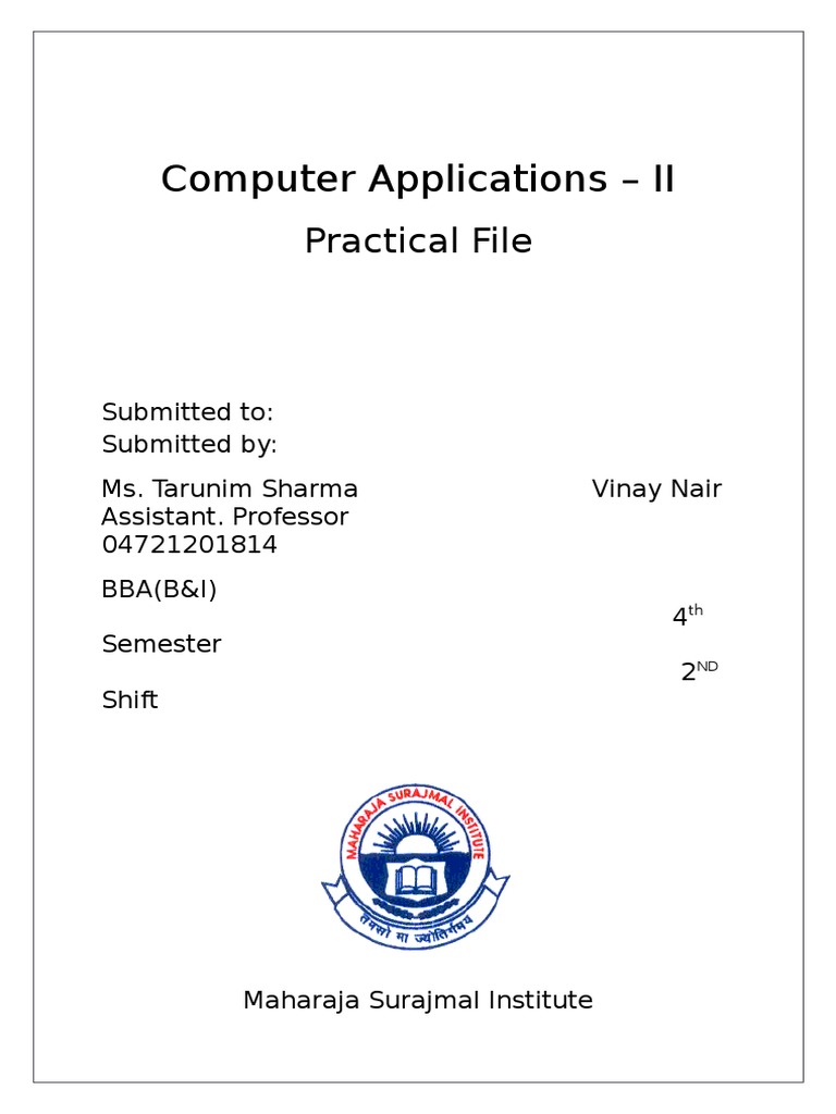 Computer Applications - II: Practical File | PDF