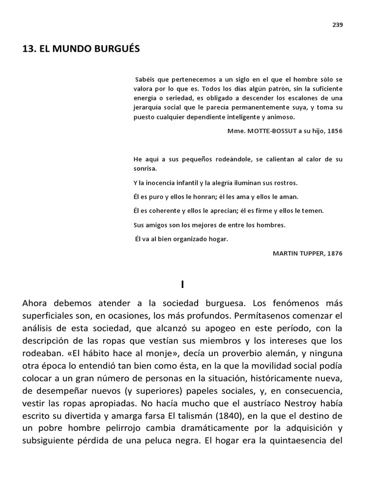 Hobsbawm - El Mundo Burgués | PDF | Clase media | Mujer