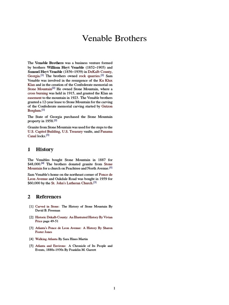 Venable Brothers: 1 History | PDF | Anti Catholic Organizations ...
