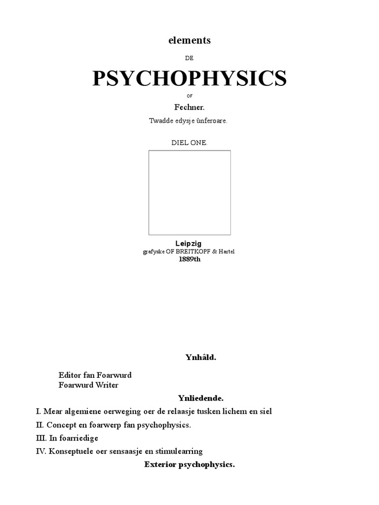Elements de PSYCHOPHYSICS-01-Gustav Theodor Fechner | PDF