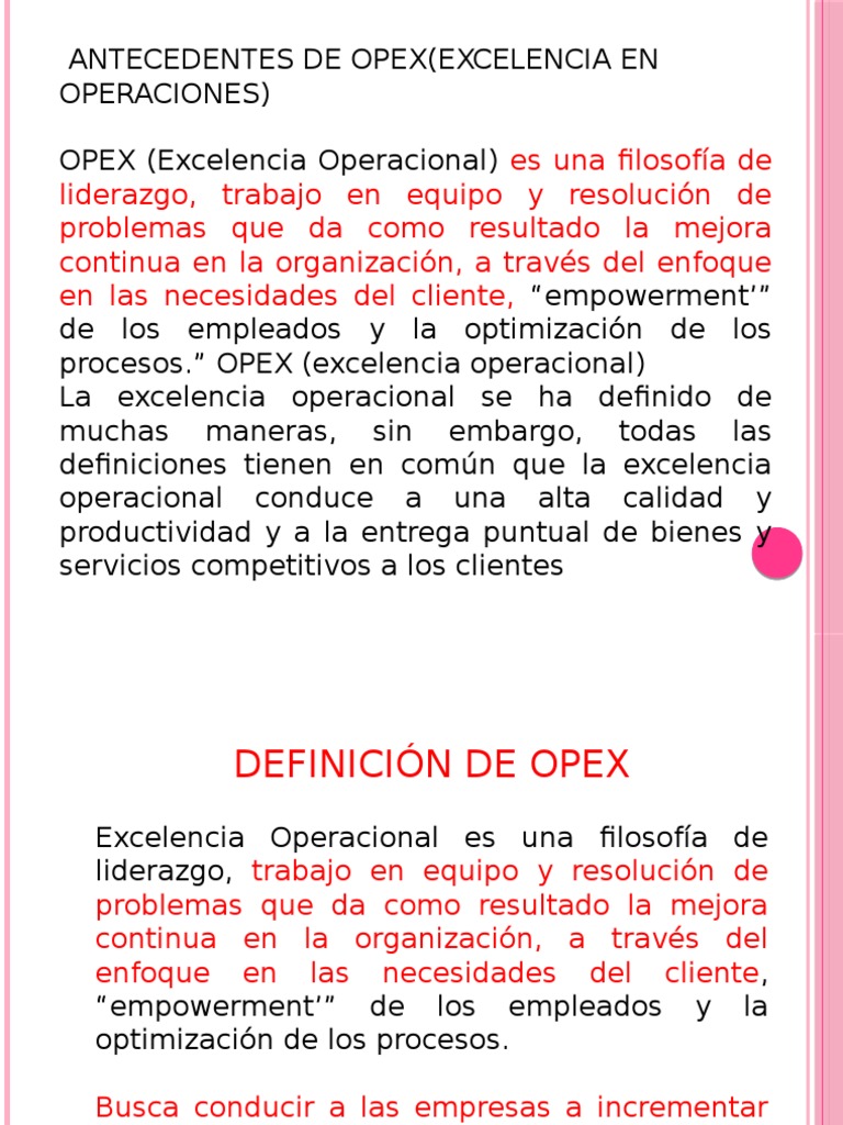 Definición y Claves de OPEX | PDF | Six Sigma | Ciencia de sistemas