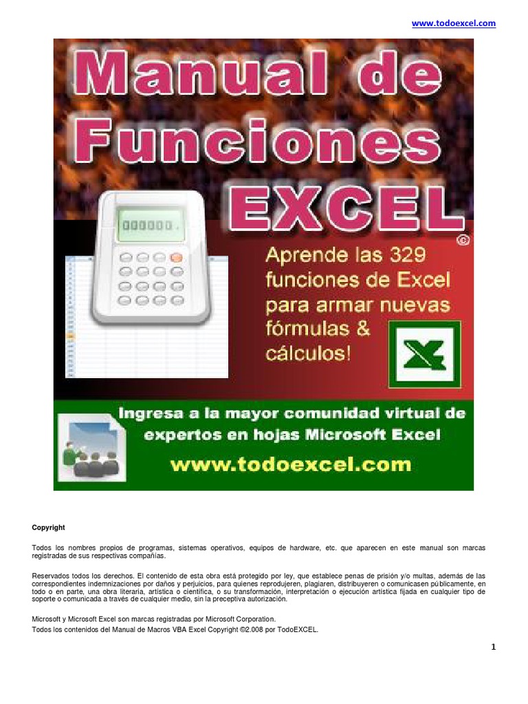 Manual de Funciones Excel PDF | PDF | Microsoft Excel | Microsoft