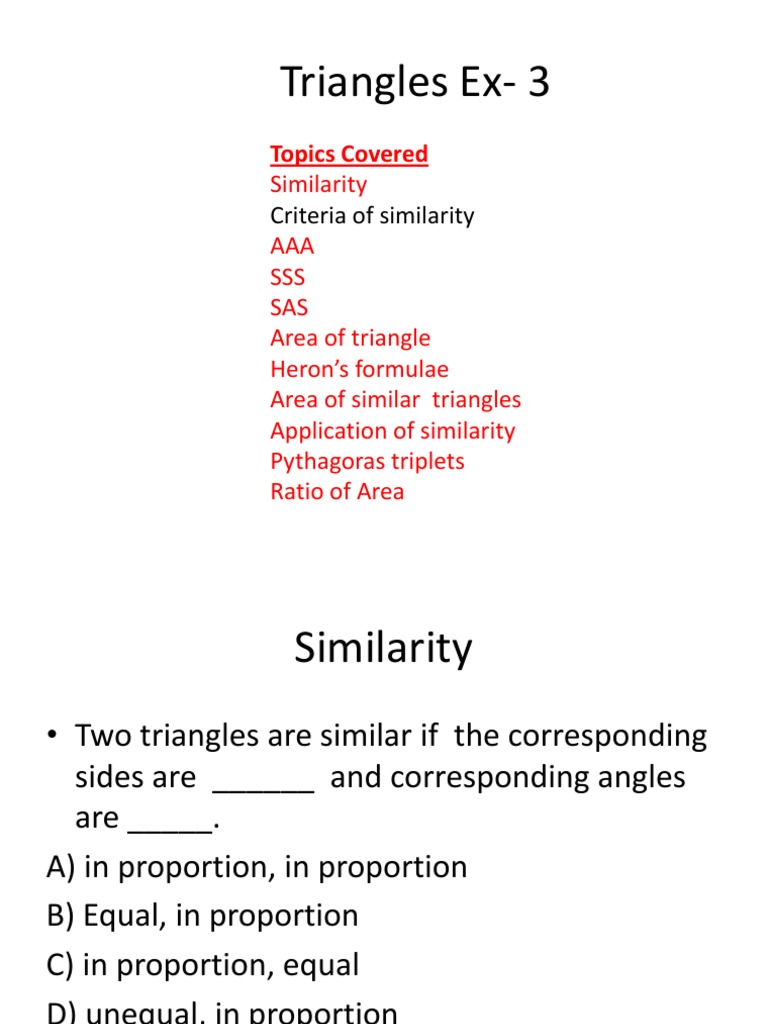 Triangles Ex - 3 Level 1 | PDF