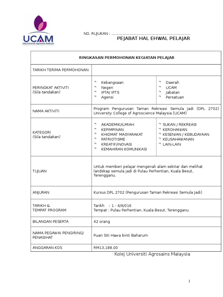 Proposal Pulau Perhentian | PDF