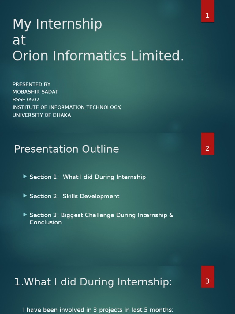 My Internship at Orion Informatics Limited | PDF