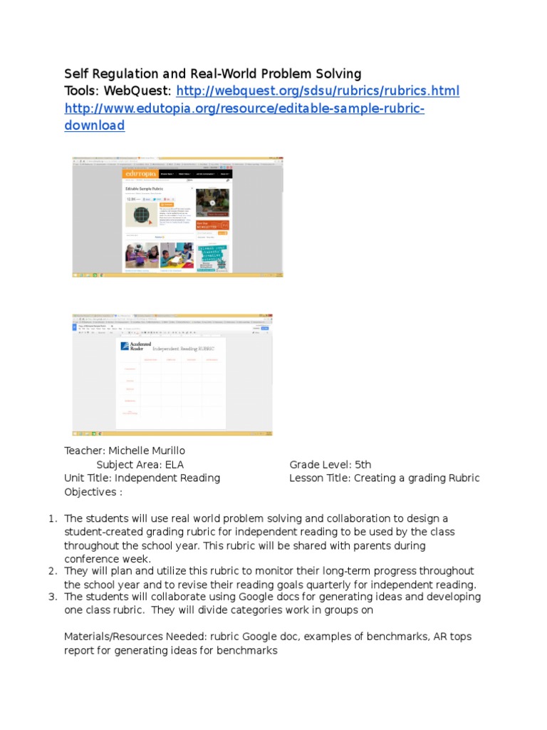 Download: Self Regulation and Real-World Problem Solving Tools: Webquest | PDF | Career & Growth