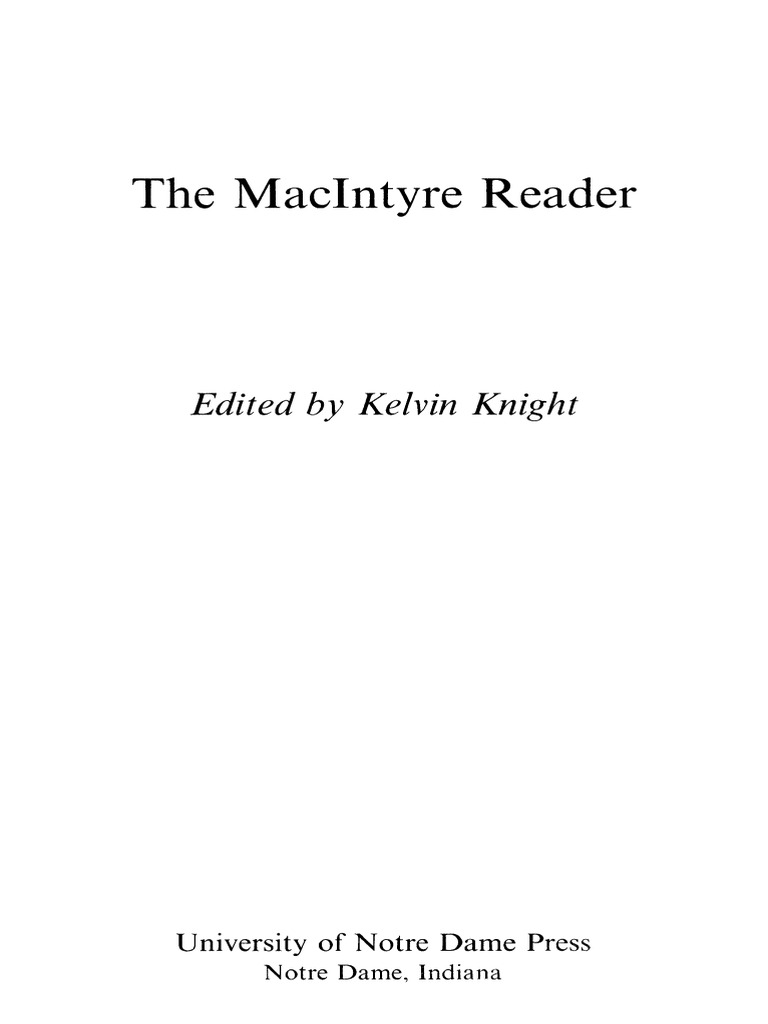 The Macintyre Reader | PDF