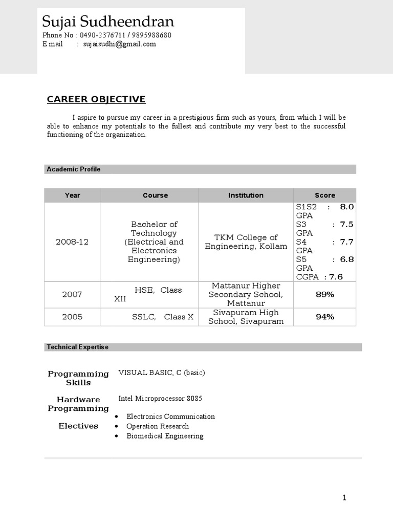 Sujai TCS RESume | PDF | Institute Of Electrical And Electronics ...