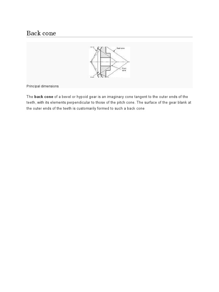 Back Cone Design in Hypoid Gears | PDF