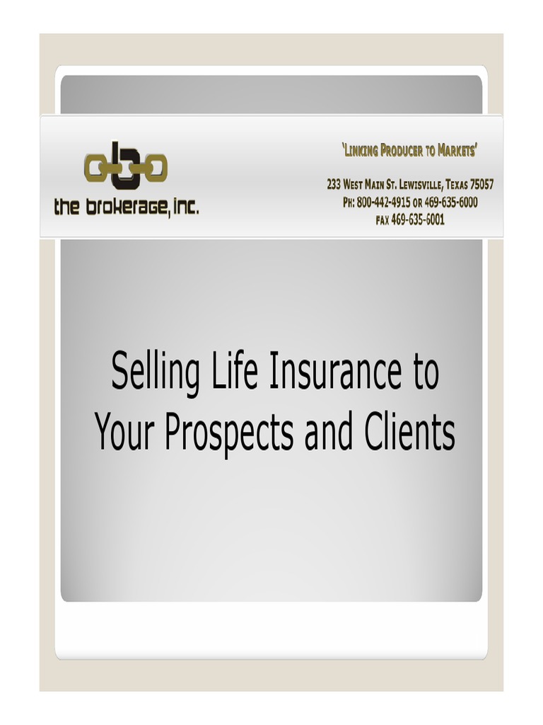Selling Life Insurance To Your Prospect | PDF | Life Insurance ...