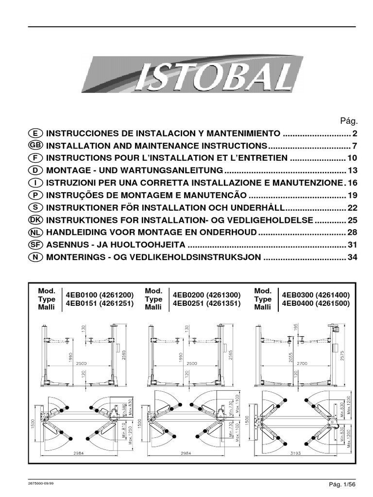 Manual y Despiece Elevador ISTOBAL | PDF | Ascensor | Tornillo