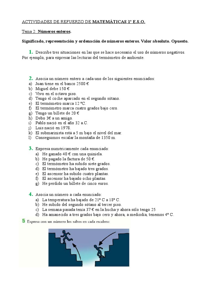 Ejer Mate 1º - Enteros | PDF | Entero | Multiplicación
