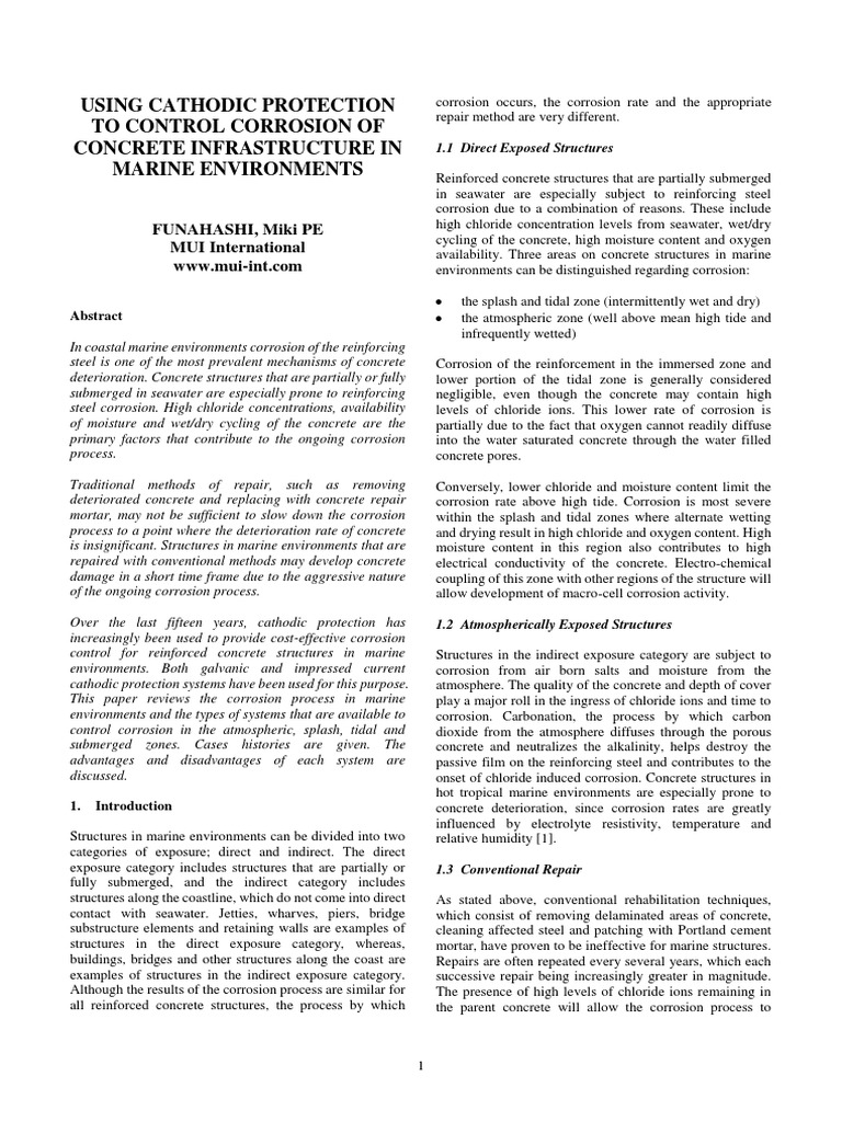 Cathodic Protection for Marine Concrete | PDF | Corrosion | Deep Foundation