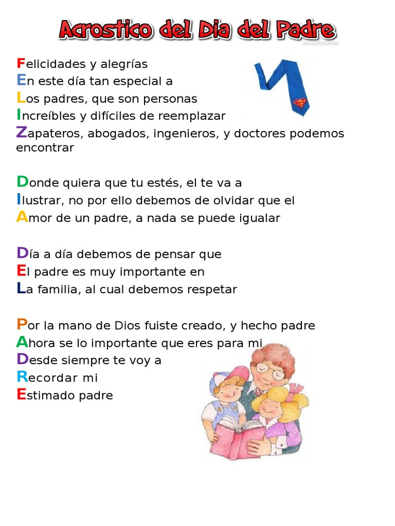 Acróstico para el Día del Padre | PDF | Relaciones personales, crianza ...