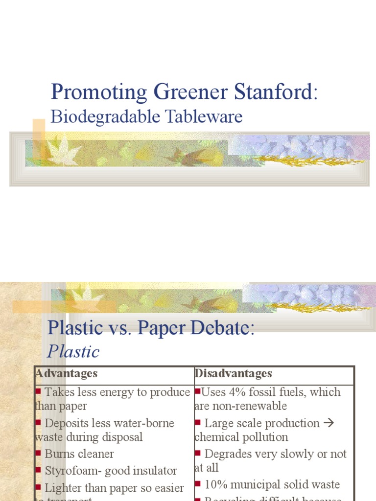 Promoting Greener Stanford:: Biodegradable Tableware | PDF ...