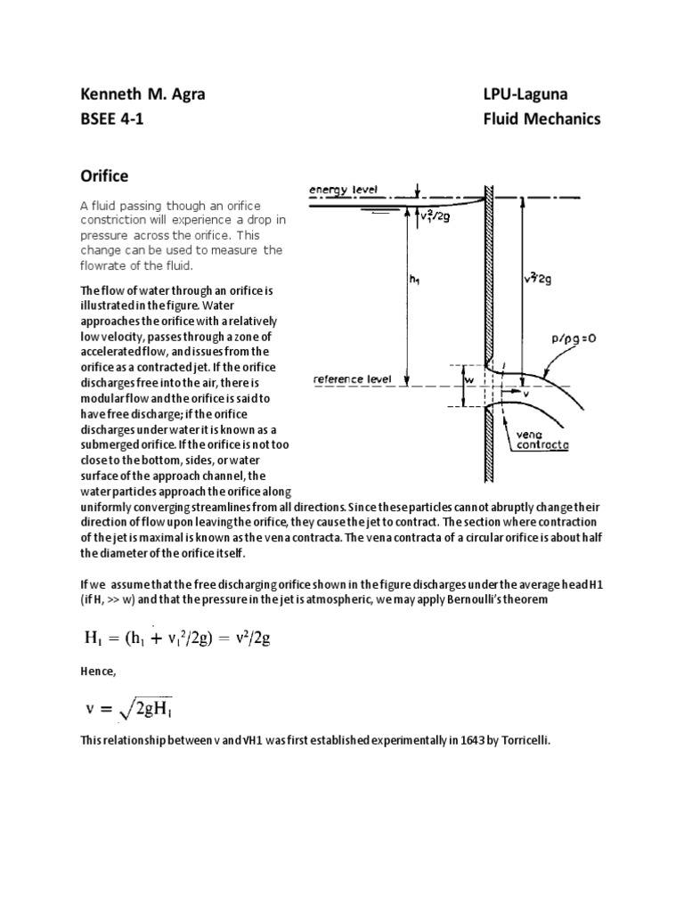 Orifice Definition, Description, Equation, Application | Phases Of ...