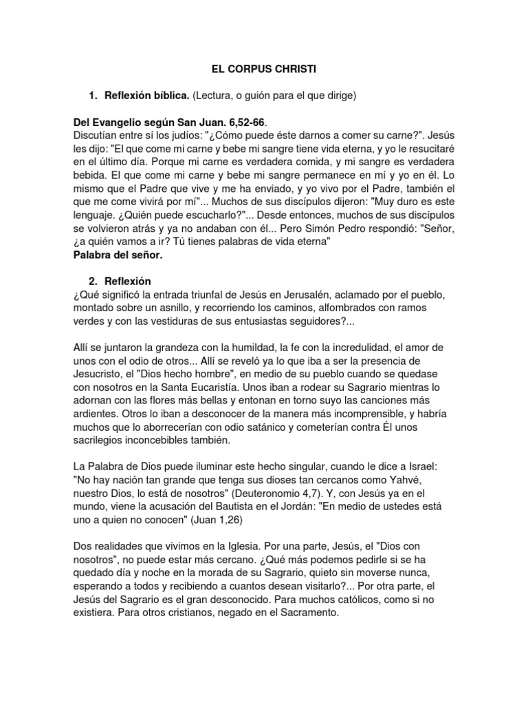 Hora Santa Corpus Christi | PDF | eucaristía | Cristo (título)