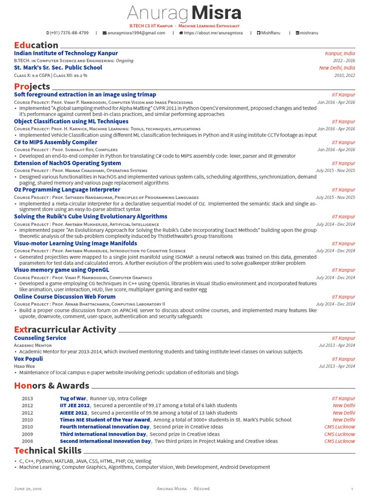 Anurag Resume | PDF | Compiler | Python (Programming Language) Anurag Resume | PDF | Compiler | Python (Programming Language)