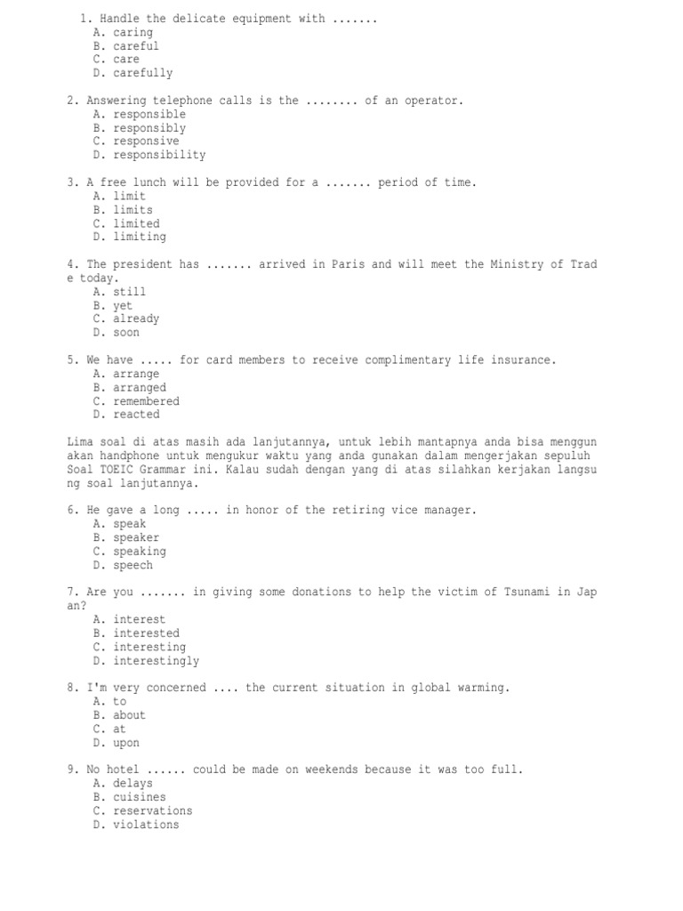Contoh Soal Tes Toeic | PDF | Business