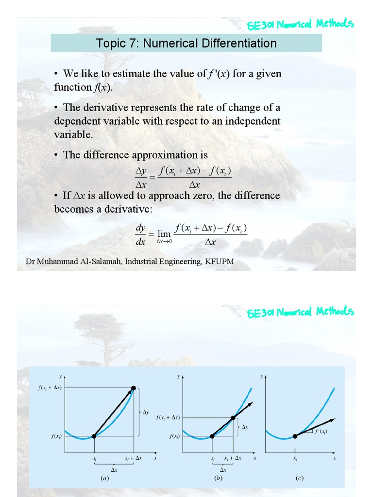 Numerical Differentiation | PDF | Derivative | Mathematical Relations