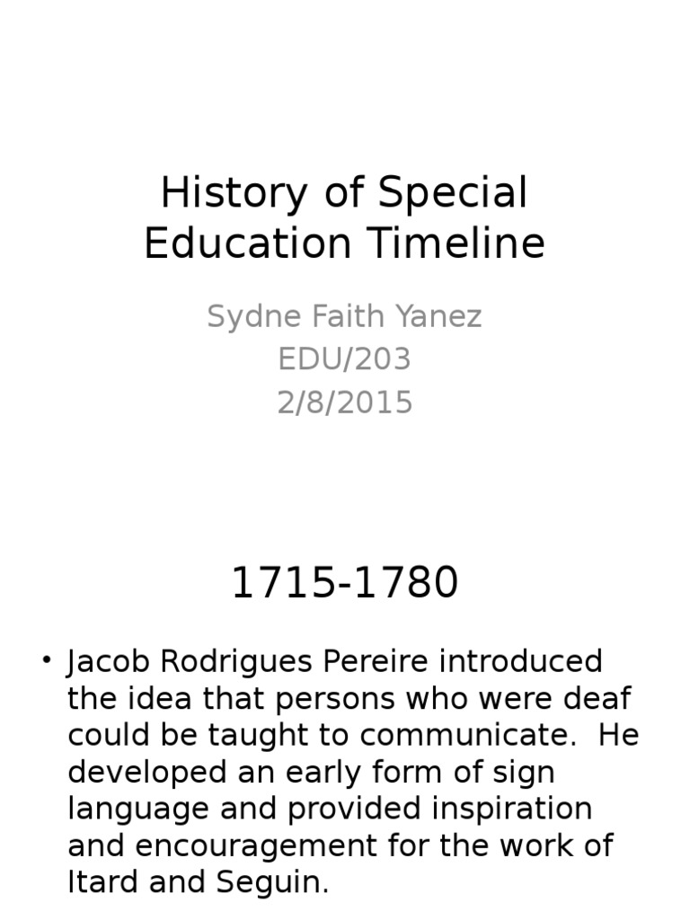 Special Education Historical Timeline | PDF | Intellectual Giftedness ...