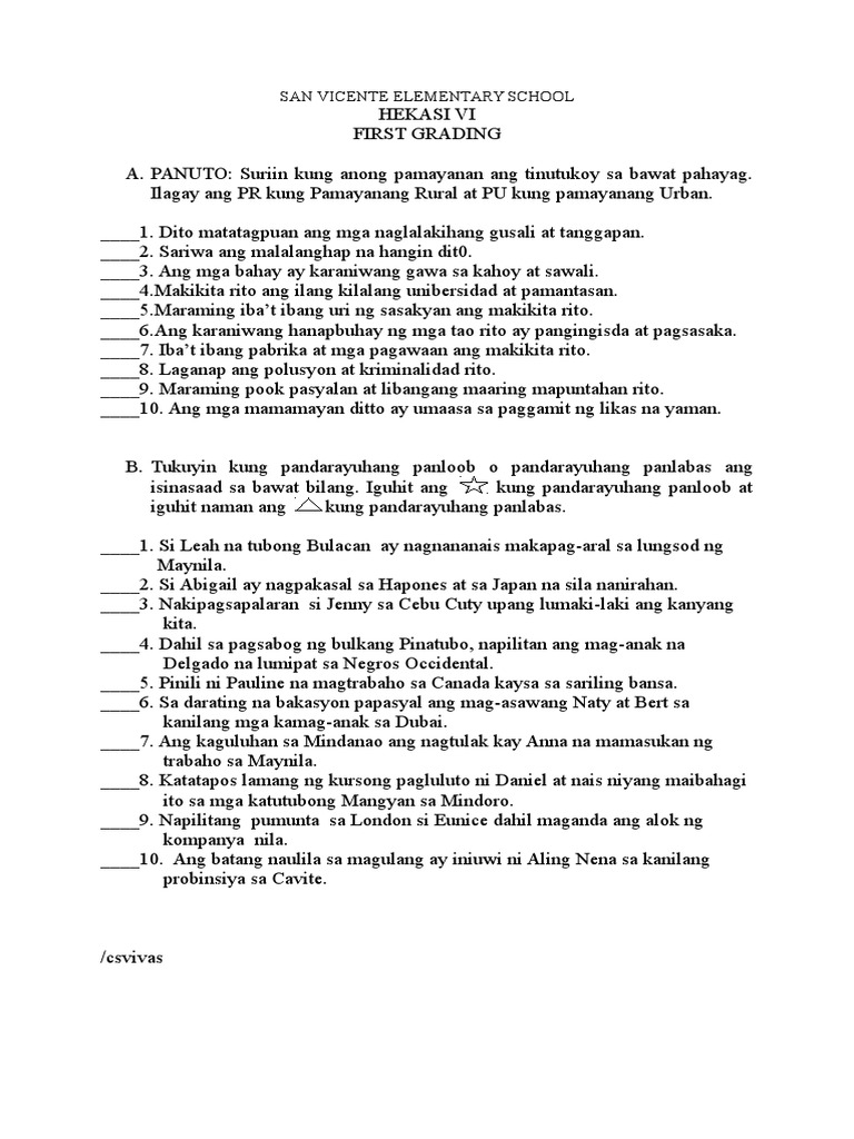 Hekasi Vi Quiz 2 | PDF